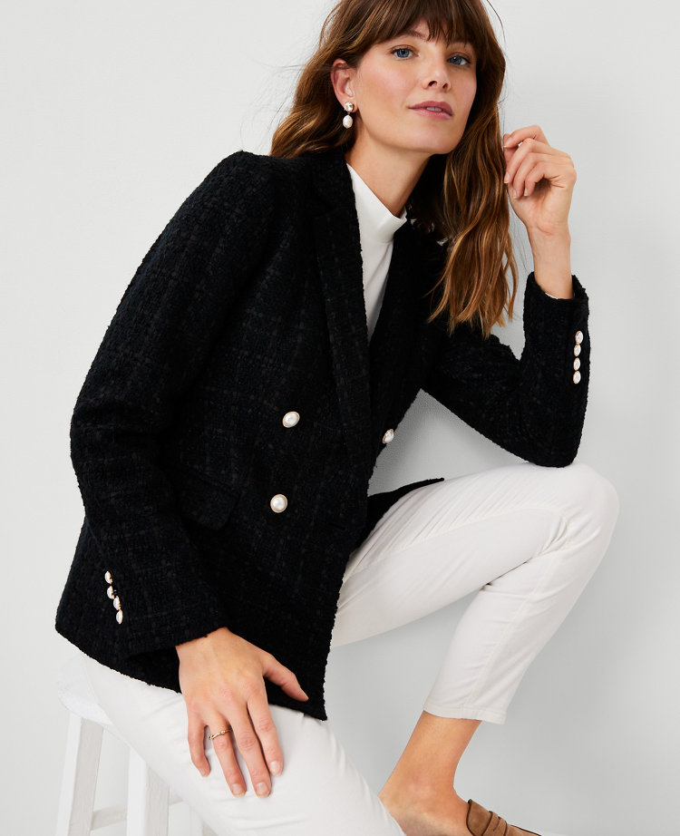 The Petite Tweed Double Breasted Blazer