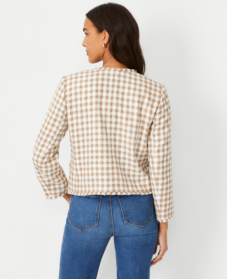 Fringe Tweed Button Jacket