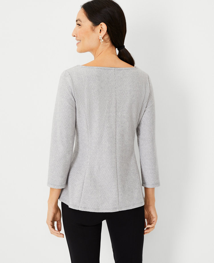 Herringbone Satin Trim Peplum Top