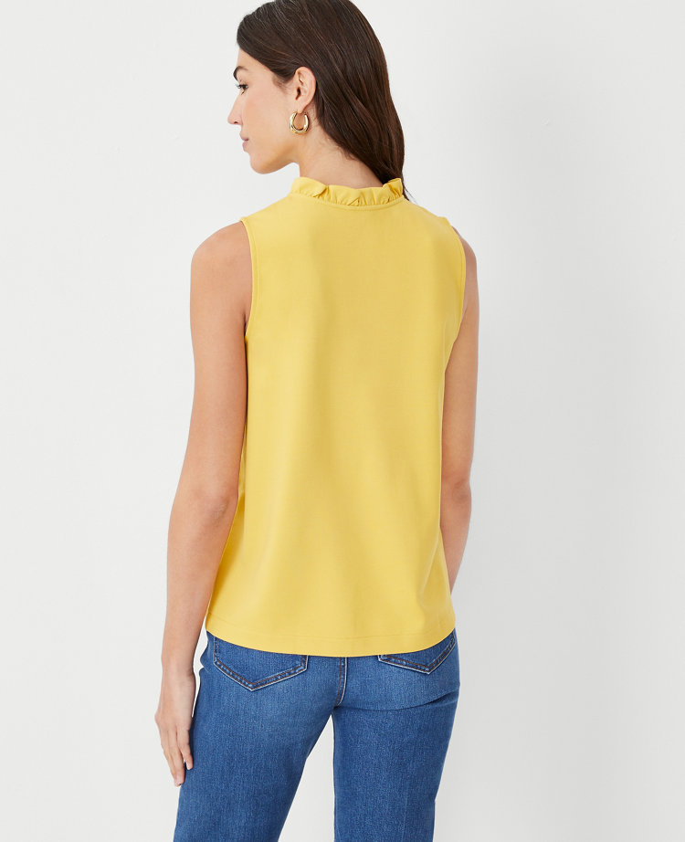 Ruffle Neck Button Shell