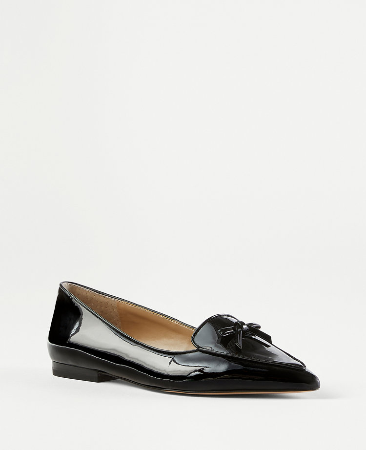 Bow Patent Leather Pointy Loafer Flats