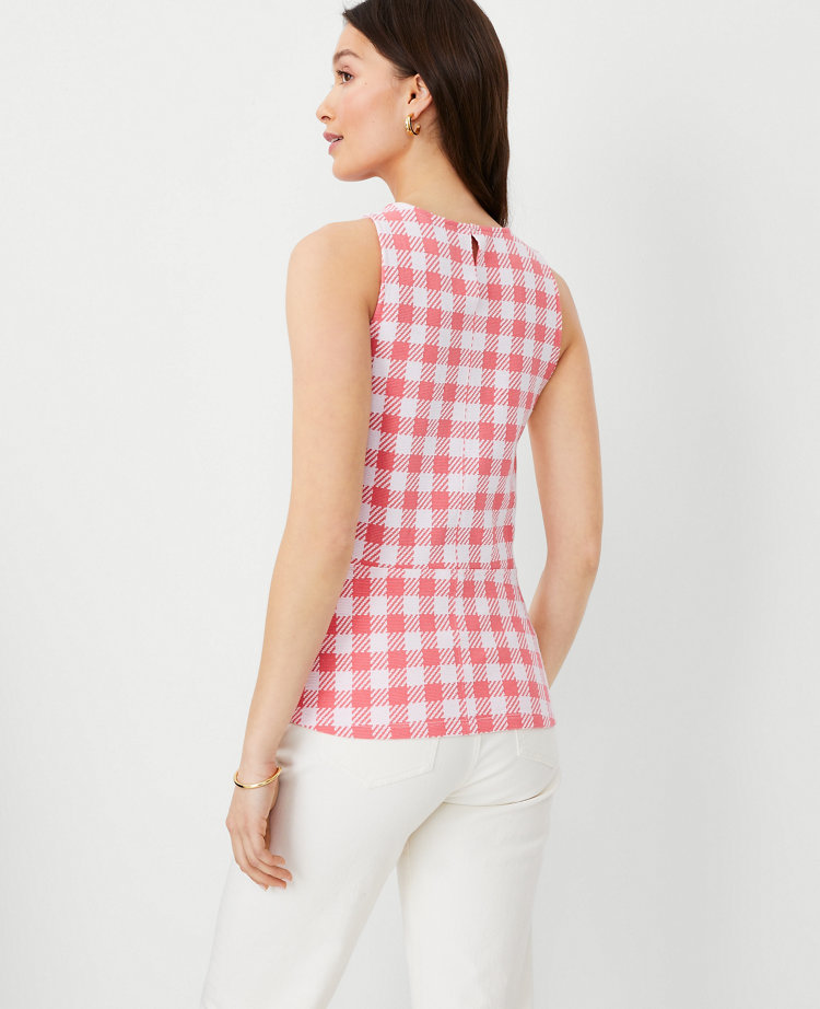 Plaid Textured Halter Shell