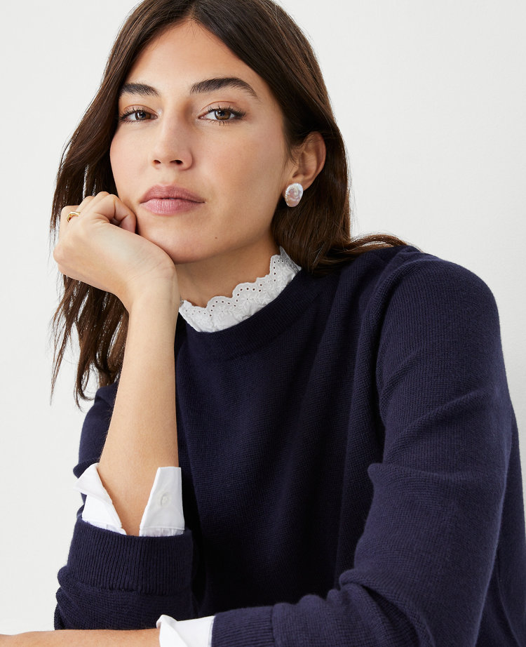 Eyelet Trim Sweater