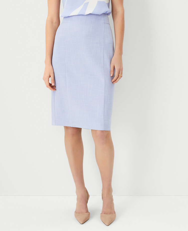The High Waist Seamed Pencil Skirt in Cross Weave