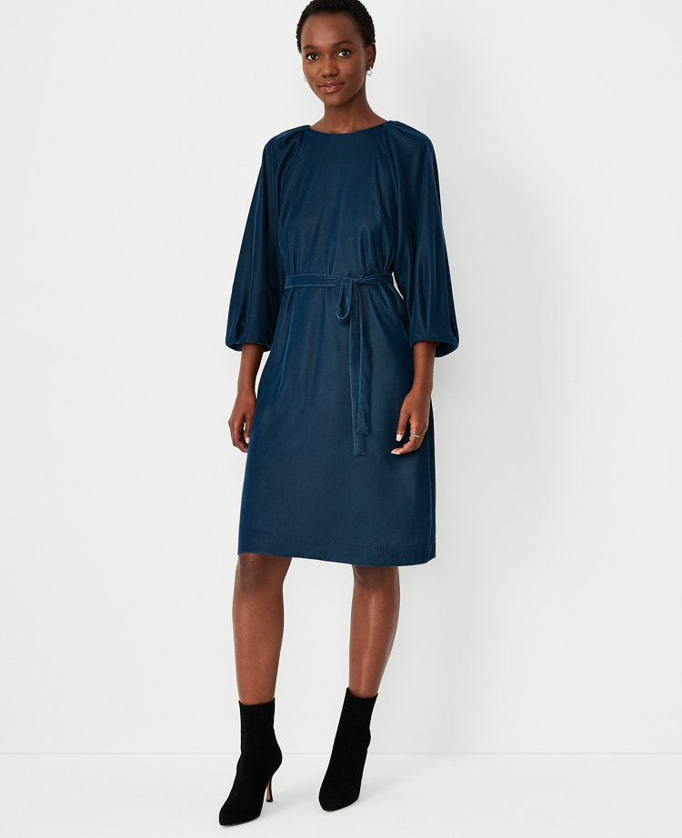Velvet Belted Shift Dress