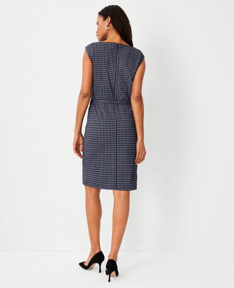 Houndstooth Belted Sheath Dress