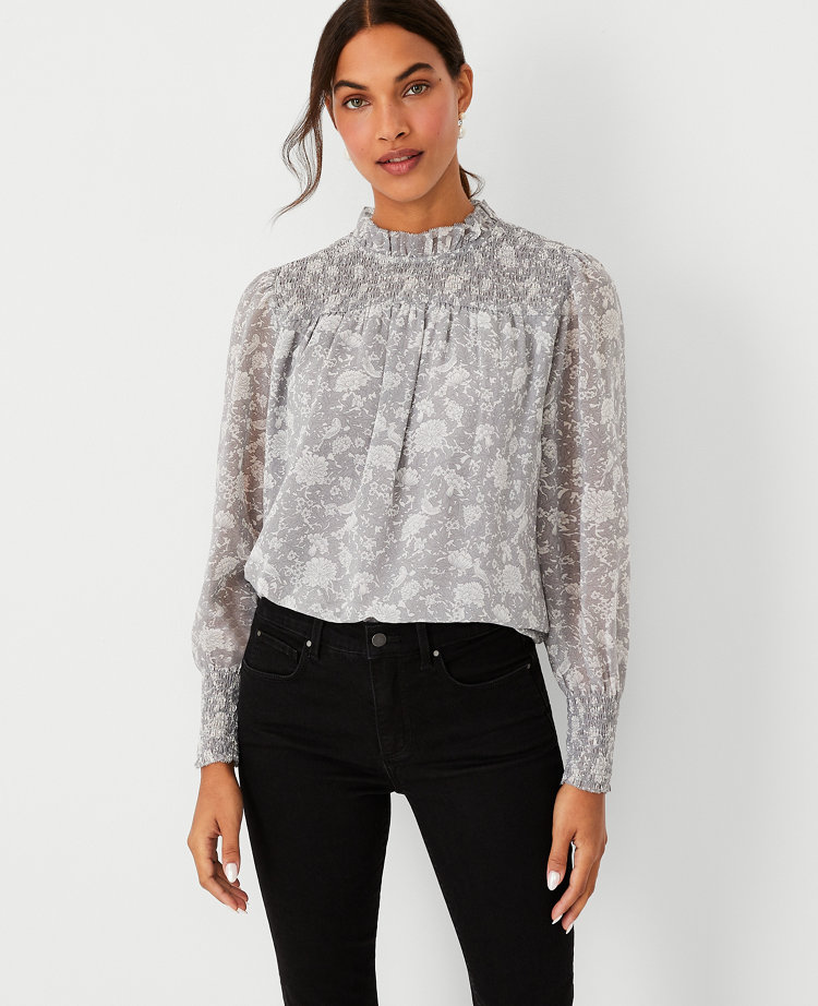 Petite Floral Smocked Blouse