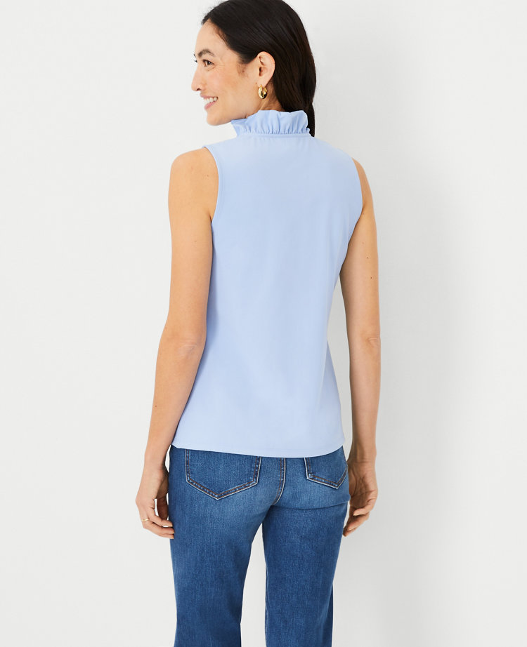 Refined Stretch Ruffle V-Neck Top