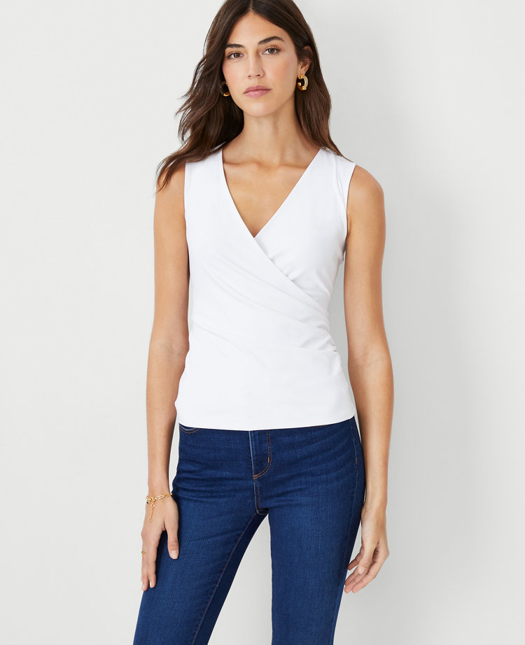 Refined Stretch Sleeveless Wrap Top