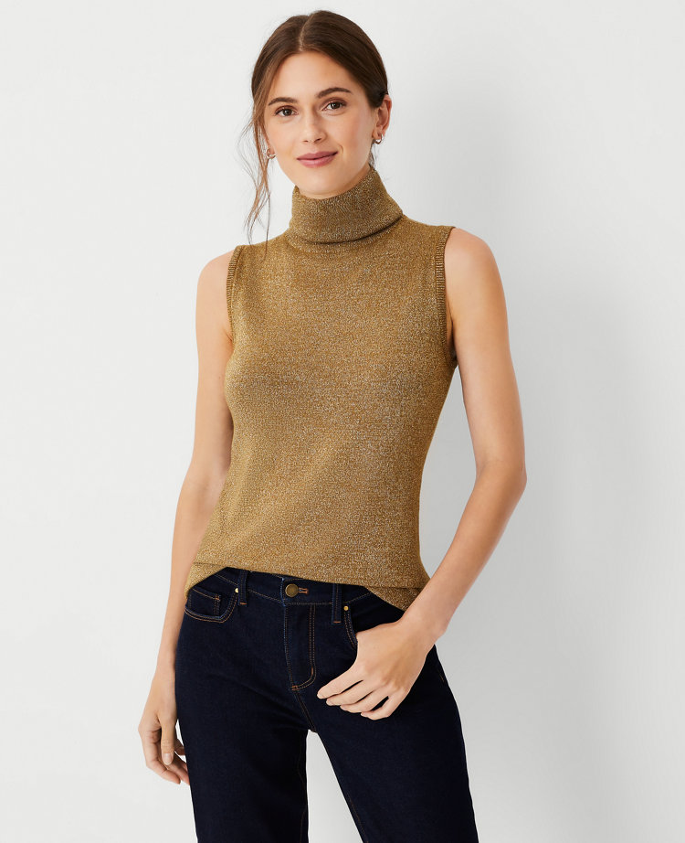 Petite Sparkle Mock Neck Sweater Shell