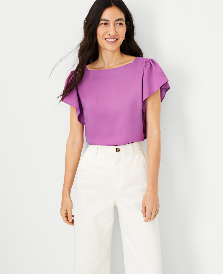 Flutter Sleeve Square Neck Top
