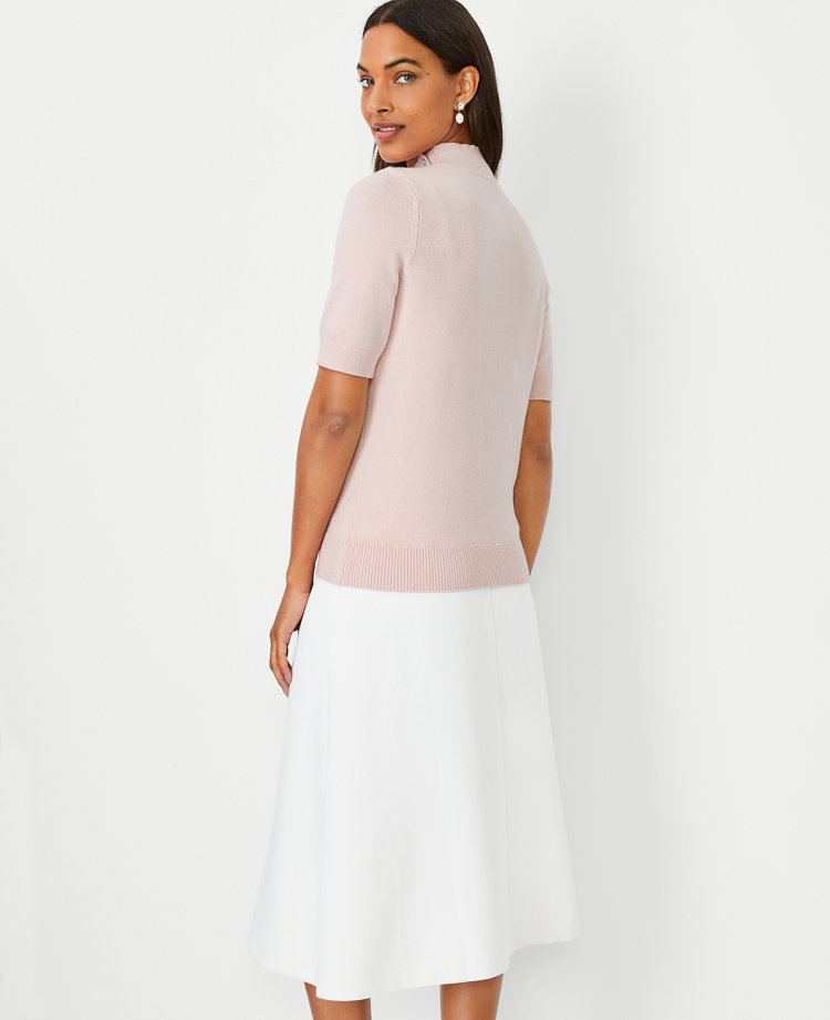 Petite Rhinestone Shoulder Button Sweater