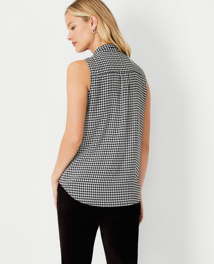 Petite Houndstooth Bow Neck Shell