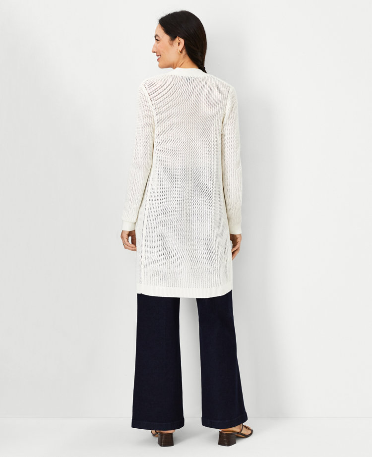 Mesh Stitch Open Front Cardigan