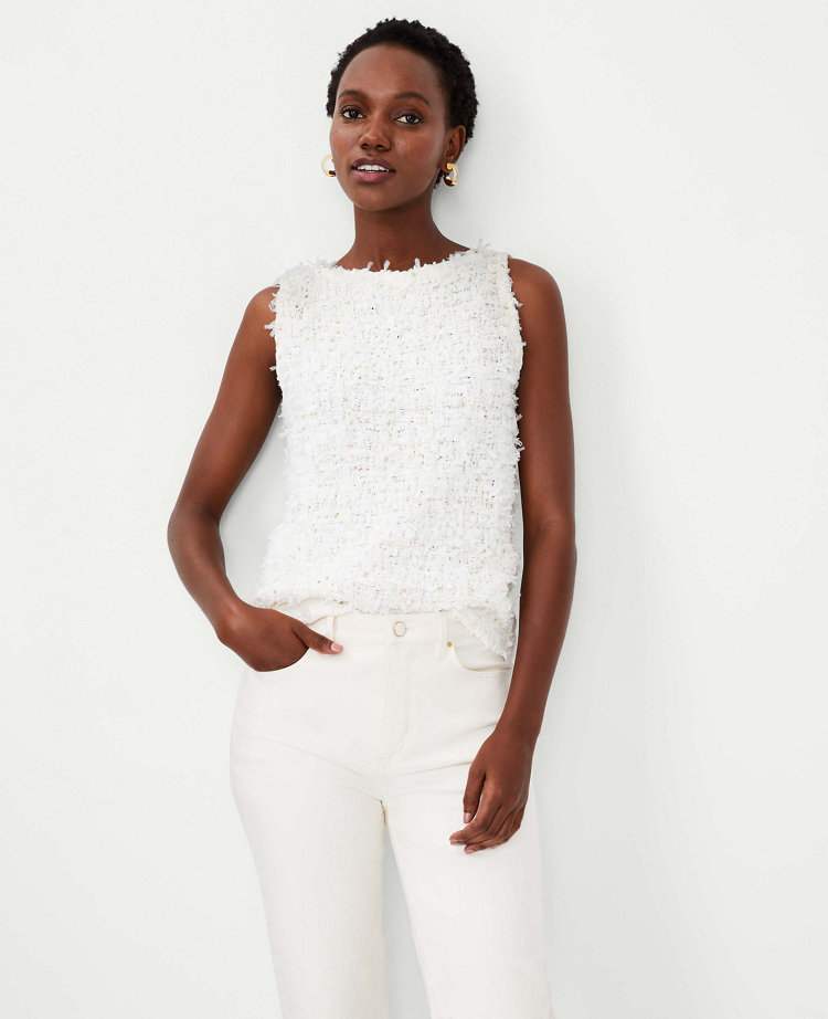 Shimmer Textured Tweed Sweater Shell