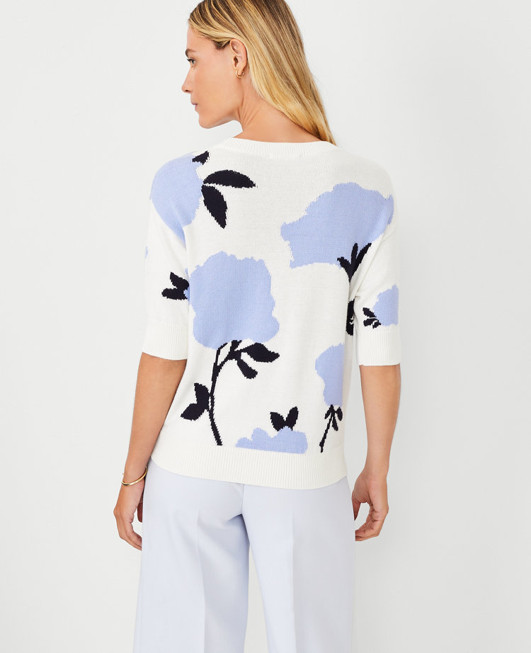 Intarsia Floral Wedge Sweater