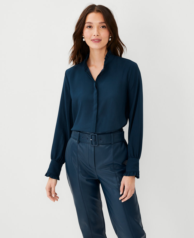Petite Ruffle Neck Shirt