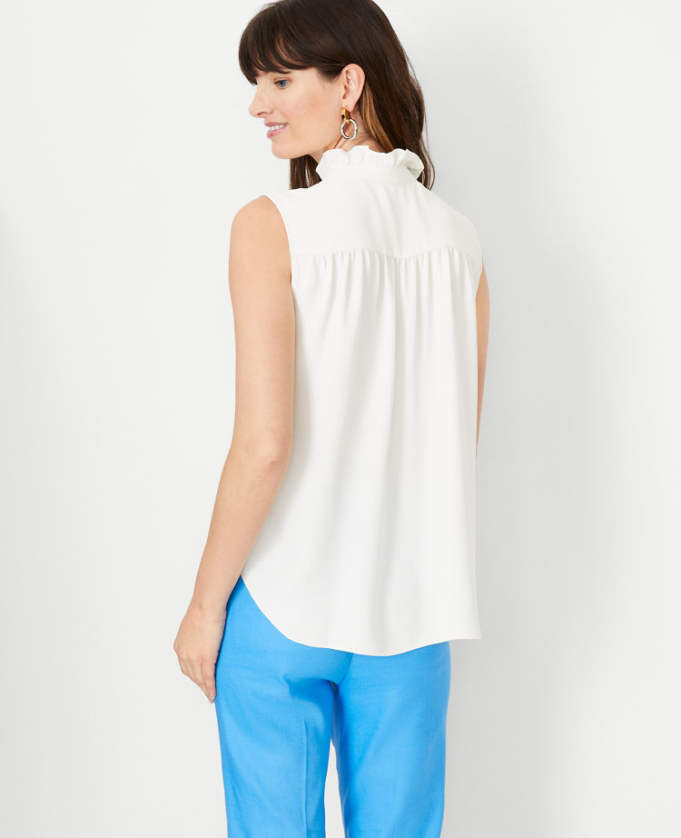 Sleeveless Ruffle Button Top