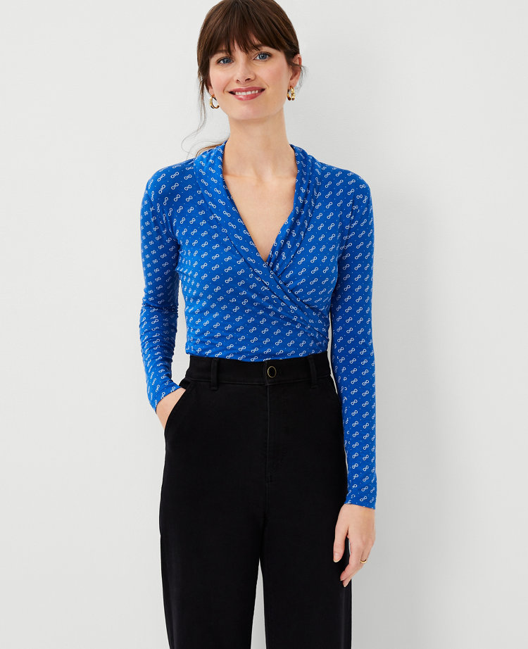 Horse Links Shawl Collar Wrap Top