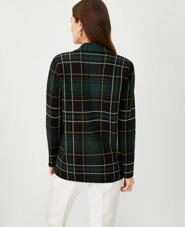 Petite Plaid Sweater Blazer