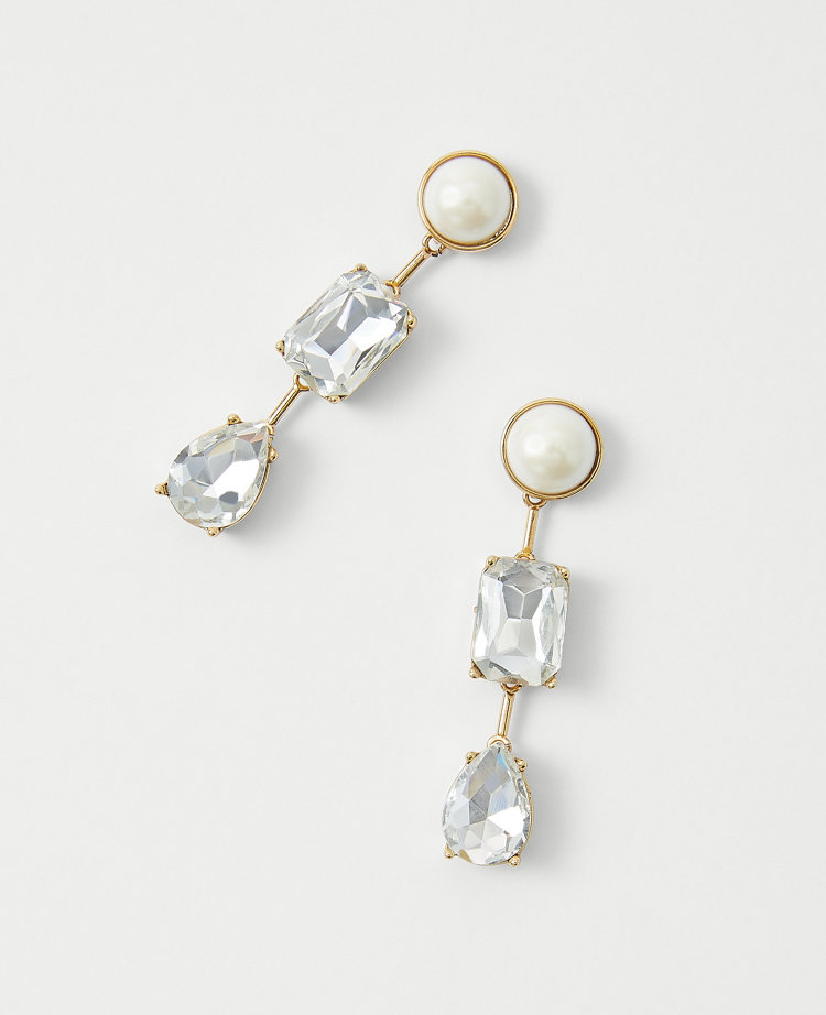 Pearlized Crystal Triple Drop Earrings