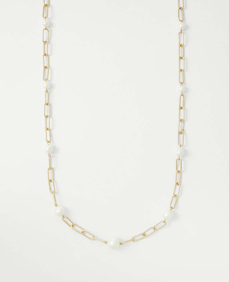 Pearlized Link Station Necklace