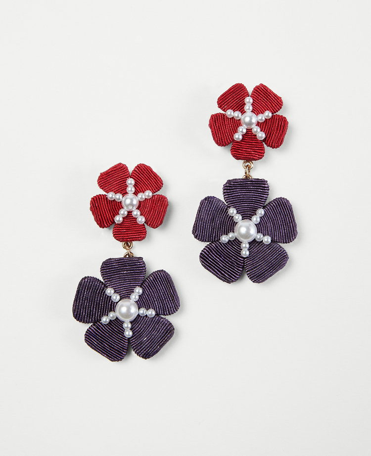 Thread Wrapped Flower Statement Earrings