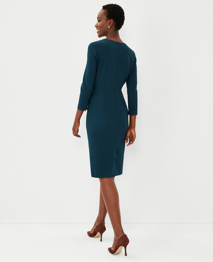 Petite Shoulder Button Sheath Dress
