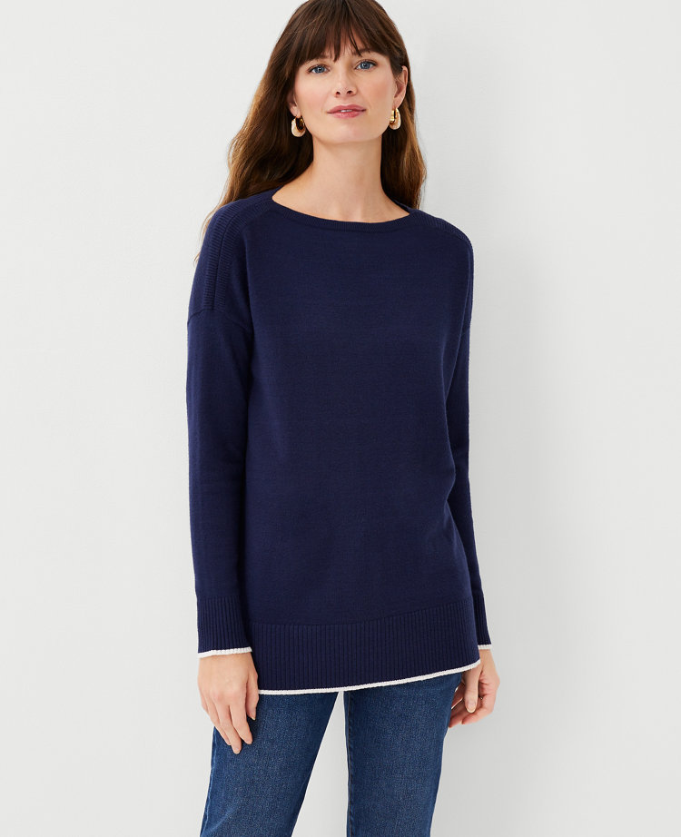 Petite Tipped Tunic Sweater