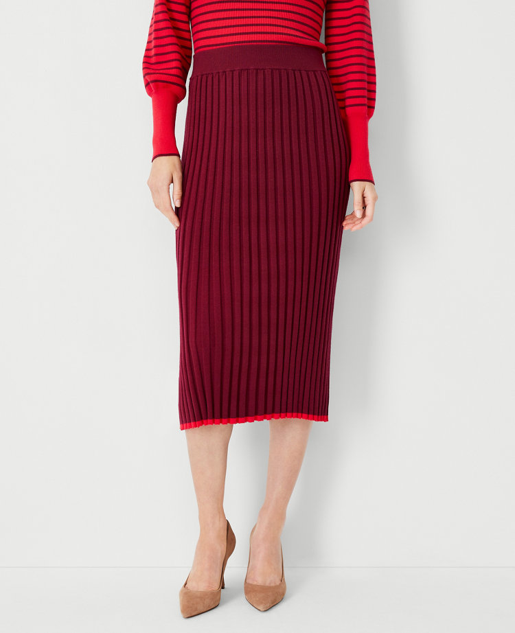 Petite Tipped Pleated Column Sweater Skirt