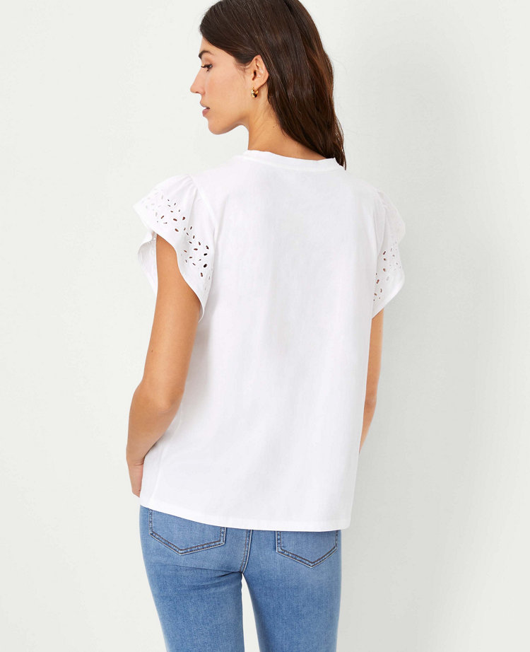 Eyelet Cap Sleeve Tee