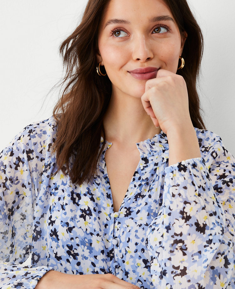 Floral Ruffled Raglan Sleeve Top