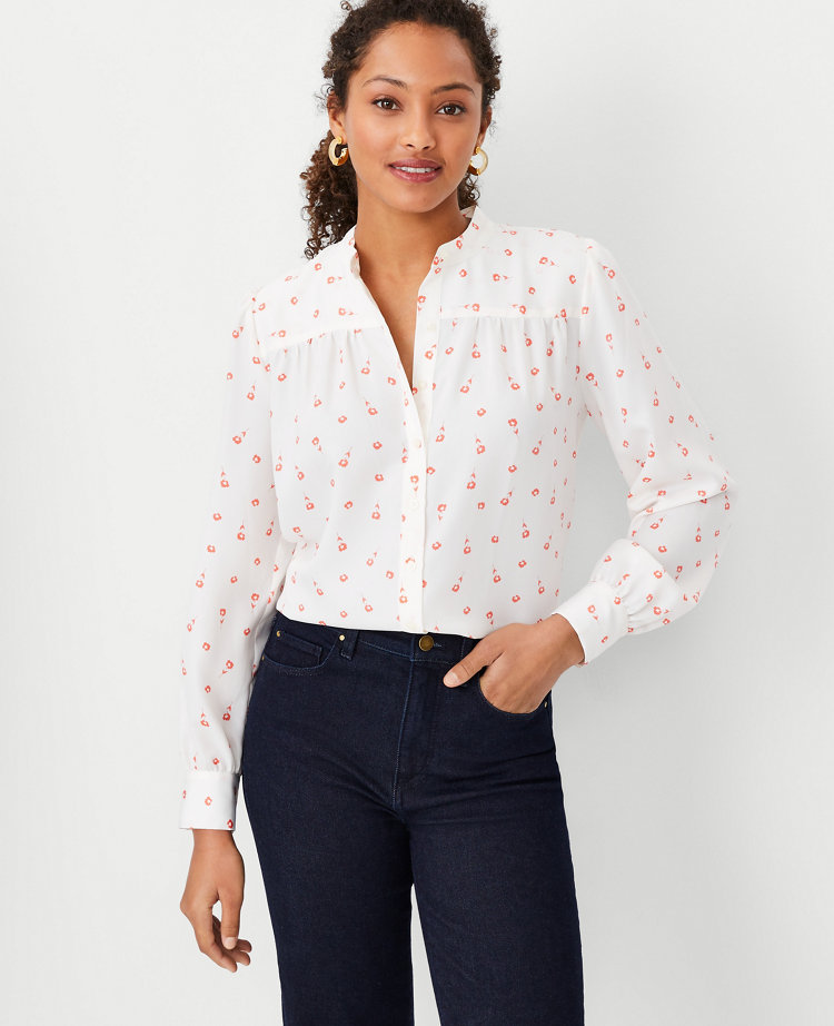 Floral Shirred Yoke Shirt