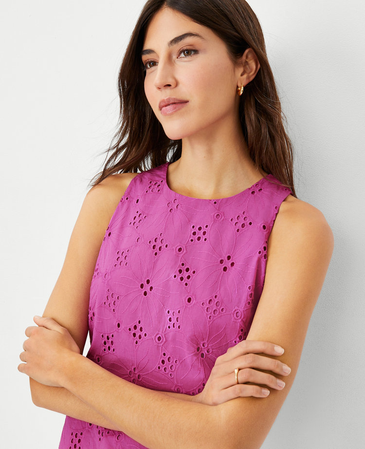 Eyelet Peplum Halter Shell