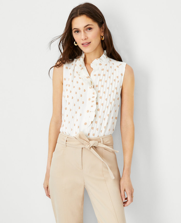 Polka Dot Ruffle Pintucked Popover Shell