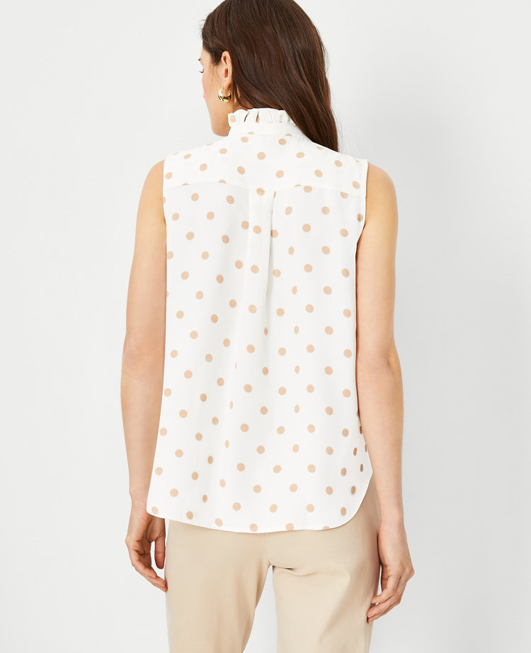 Polka Dot Ruffle Pintucked Popover Shell