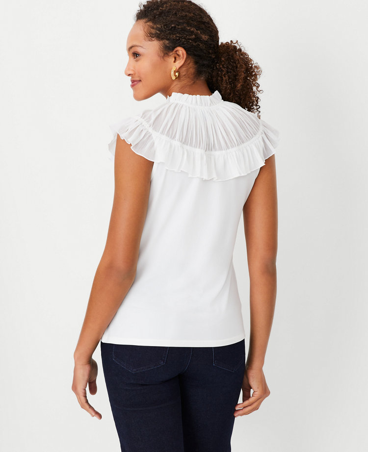 Mixed Media Ruffle Yoke Top