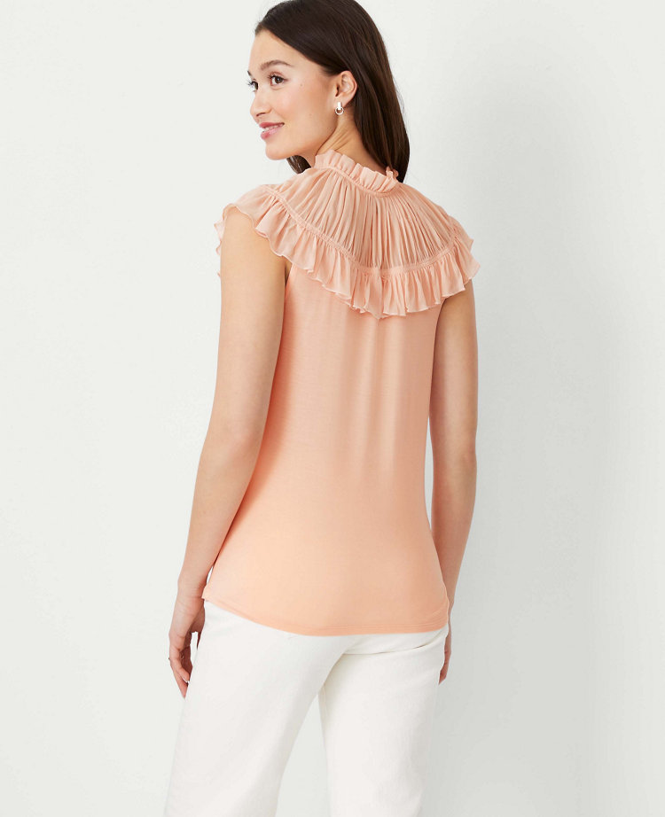 Mixed Media Ruffle Yoke Top