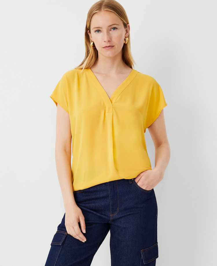 Mixed Media Pleat Front Top