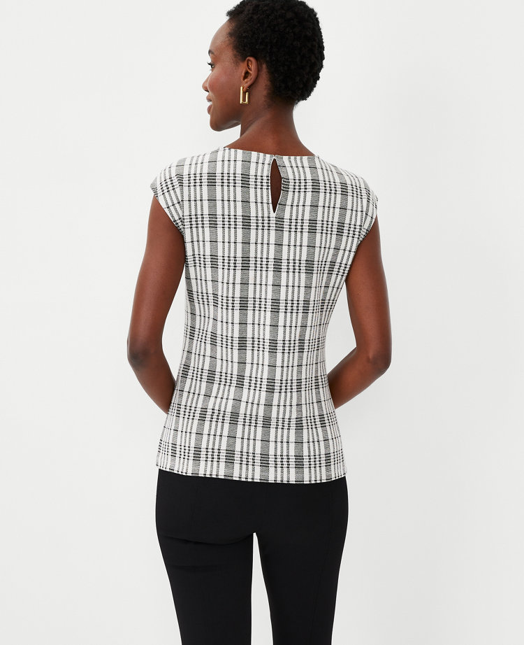 Plaid Shoulder Button Shell
