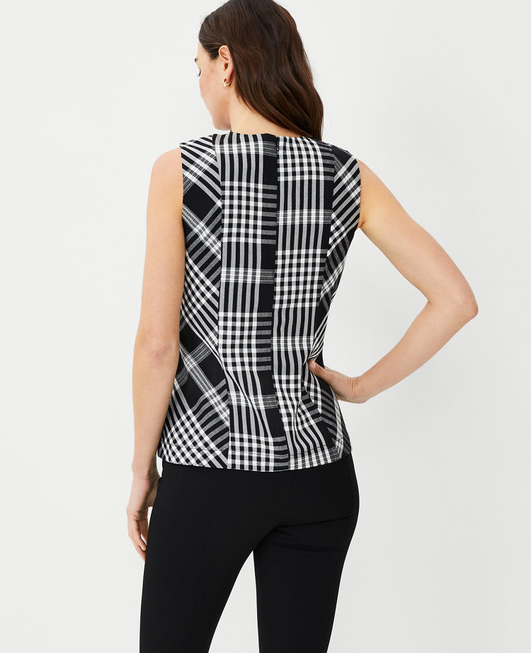 Plaid Crew Neck Shell