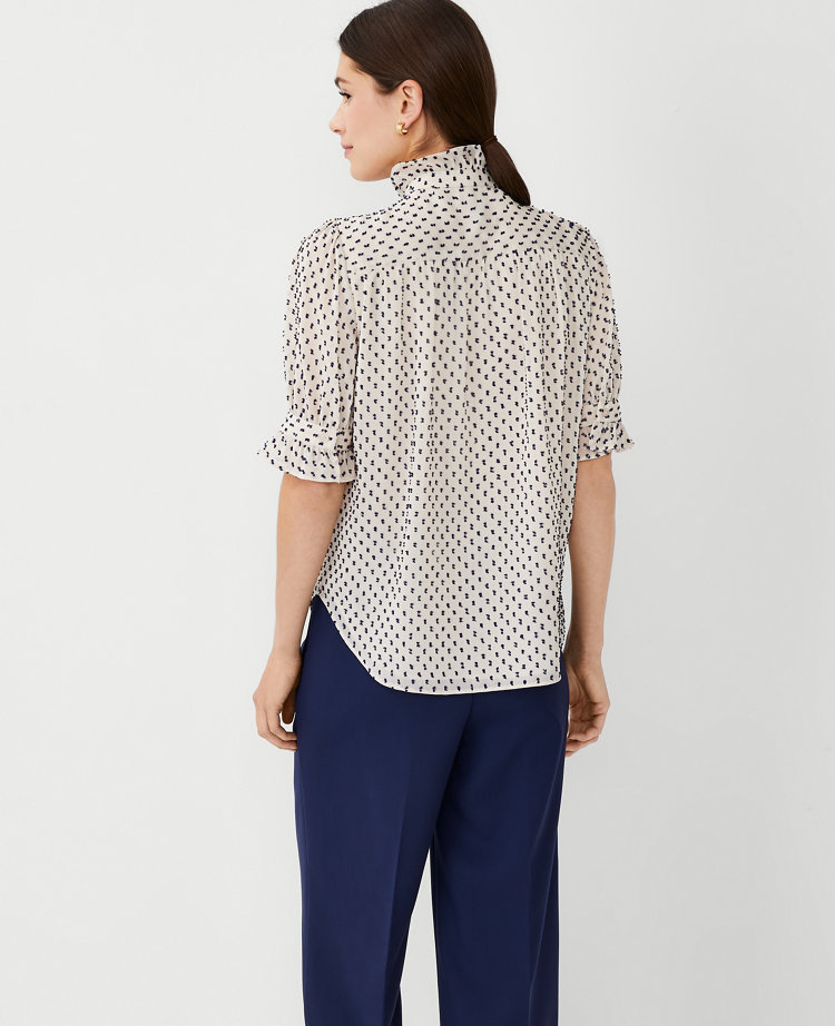 Petite Clip Ruffle Button Top