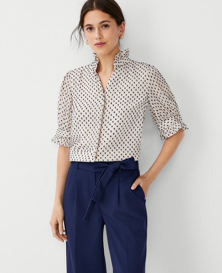 Tall Clip Ruffle Button Top