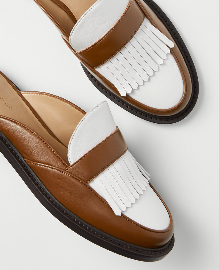Kiltie Leather Loafer Slides