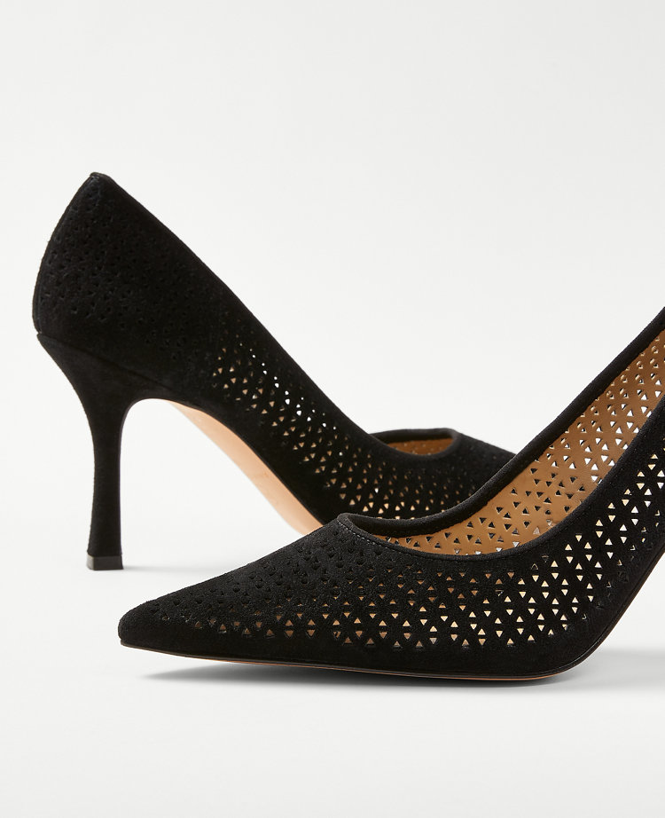 Mila Perforated Suede Pumps