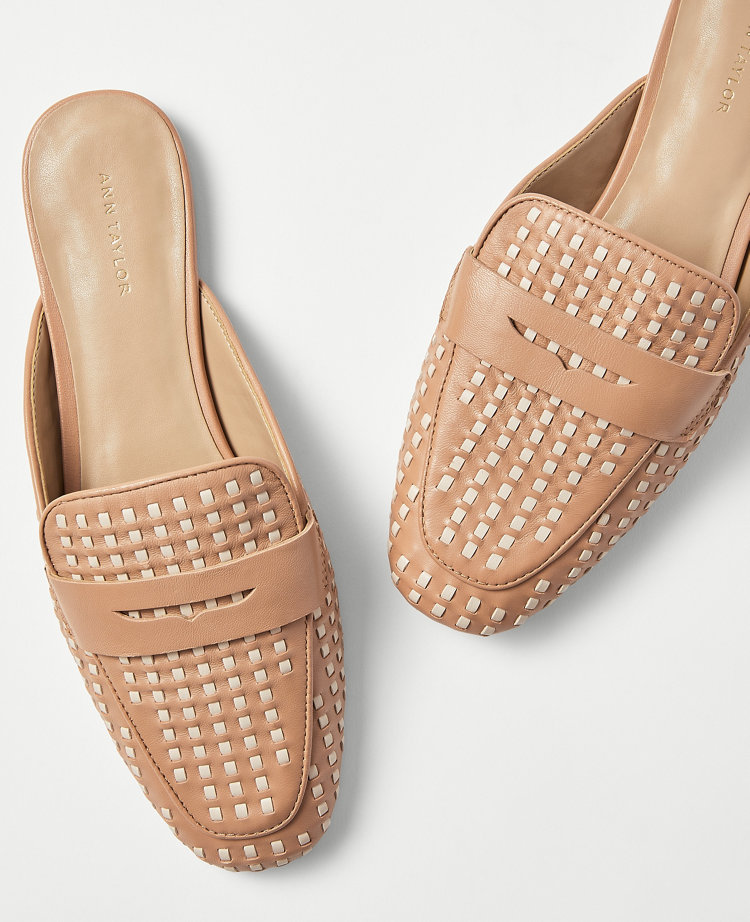 Woven Leather Loafer Slides