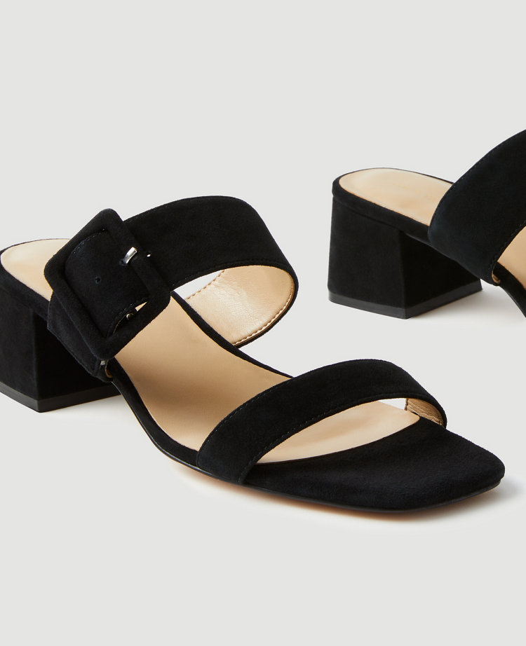 Suede Two Strap Buckle Sandals