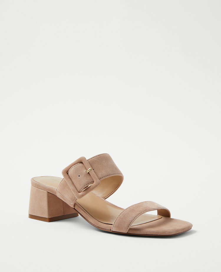 Suede Two Strap Buckle Sandals