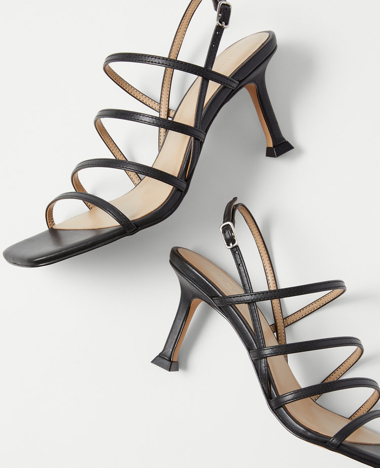 Strappy Leather Heeled Slingback Sandals