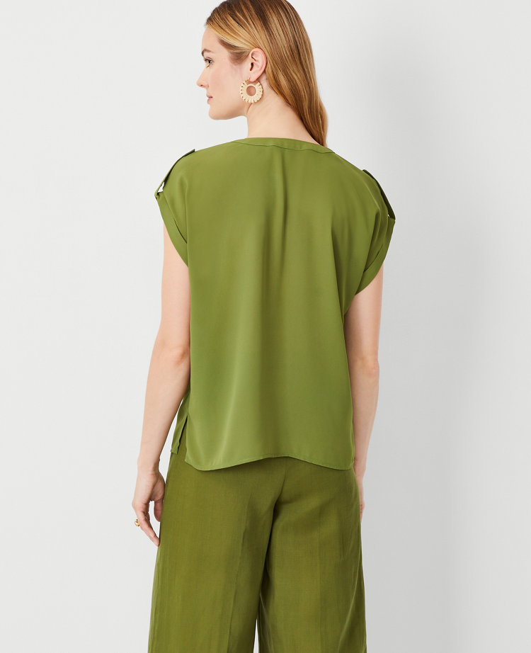 Drop Shoulder Button Tab Top